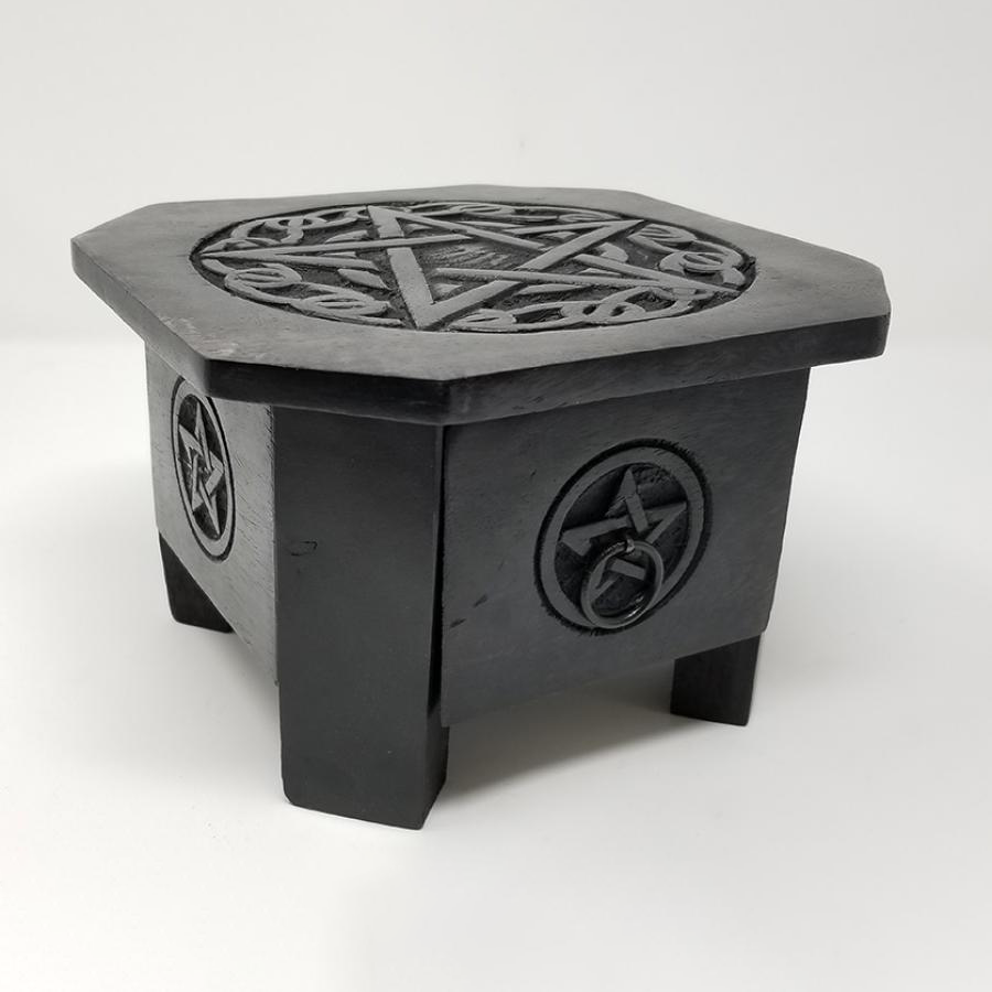 Pentagram Wood Altar Table with Drawer – Secretly A Witch